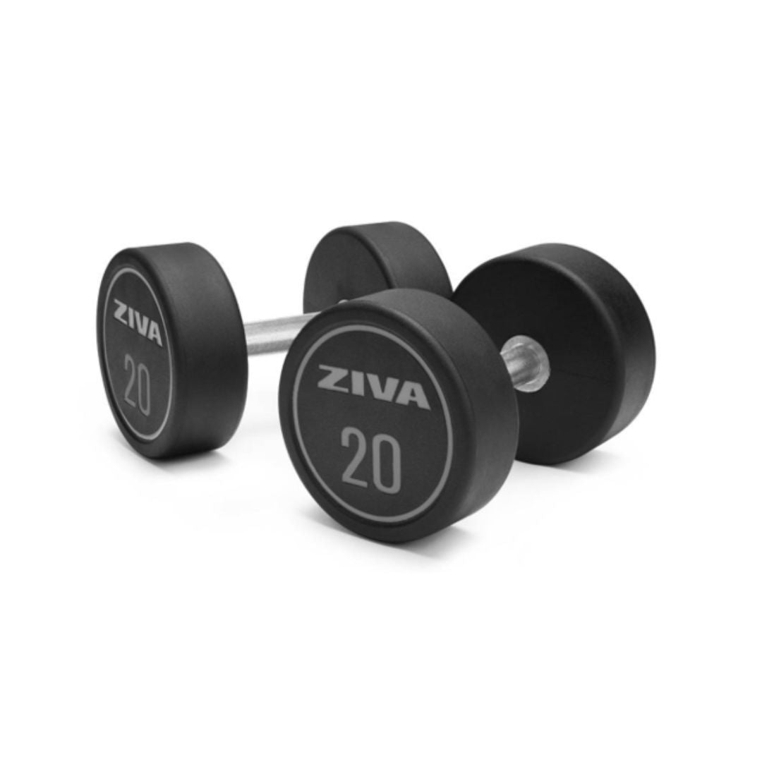 ZIVA Performance Virgin Rubber Dumbbell Set 2.5-25kg (10-pairs), 275kg – Johnson fitnessme